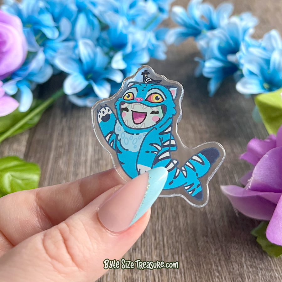 Blue Tiger Costume Acrylic Pin – ByteSizeTreasure